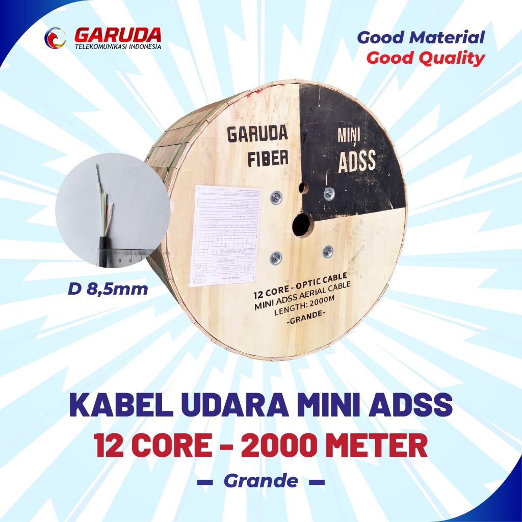 Jual GARUDA FIBER Kabel Udara MINI ADSS GRANDE 8,5mm 12 Core - 2000 ...