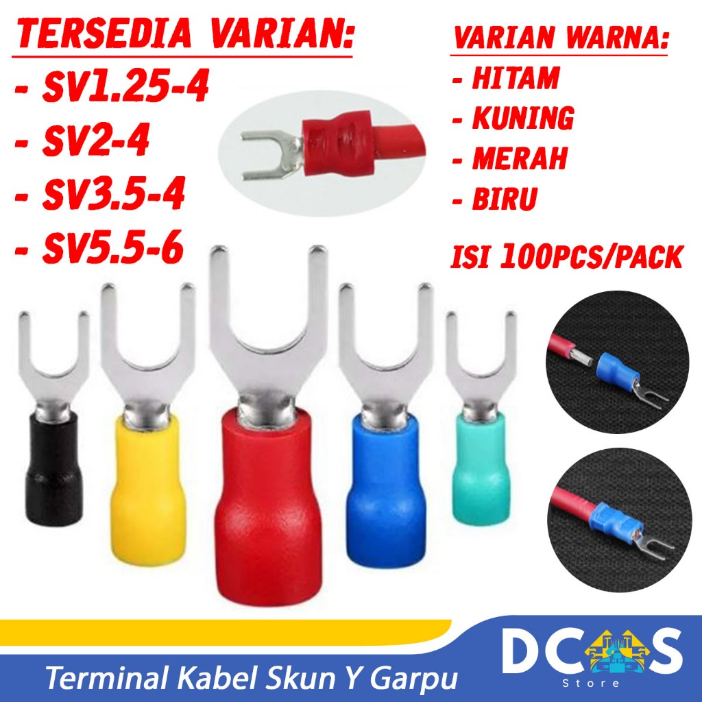 Jual Terminal Kabel Cable Skun Sekun Y Garpu SV1.25-4 SV2-4 SV3.5-4 SV5.5-6 | Shopee Indonesia