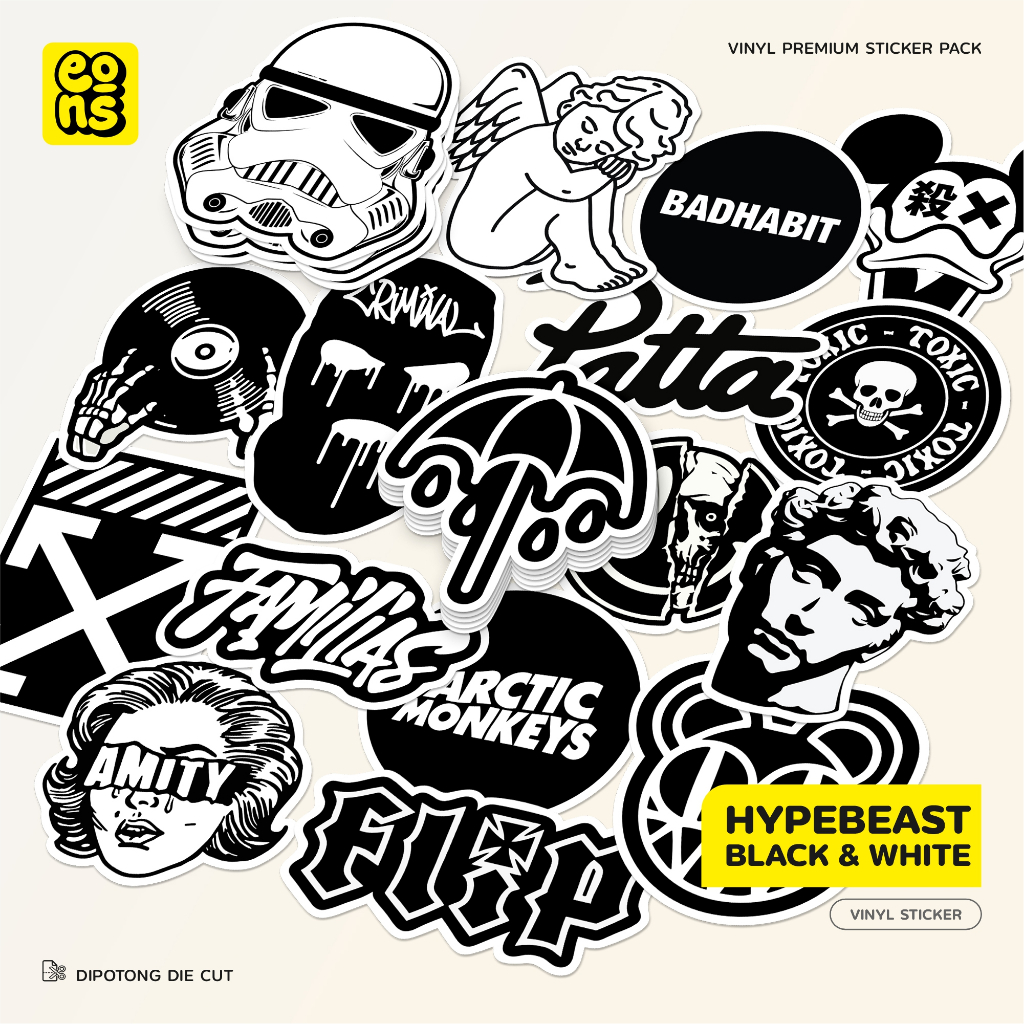 Jual Sticker Pack Hypebeast Black & White Vinyl Waterproof Aksesoris ...