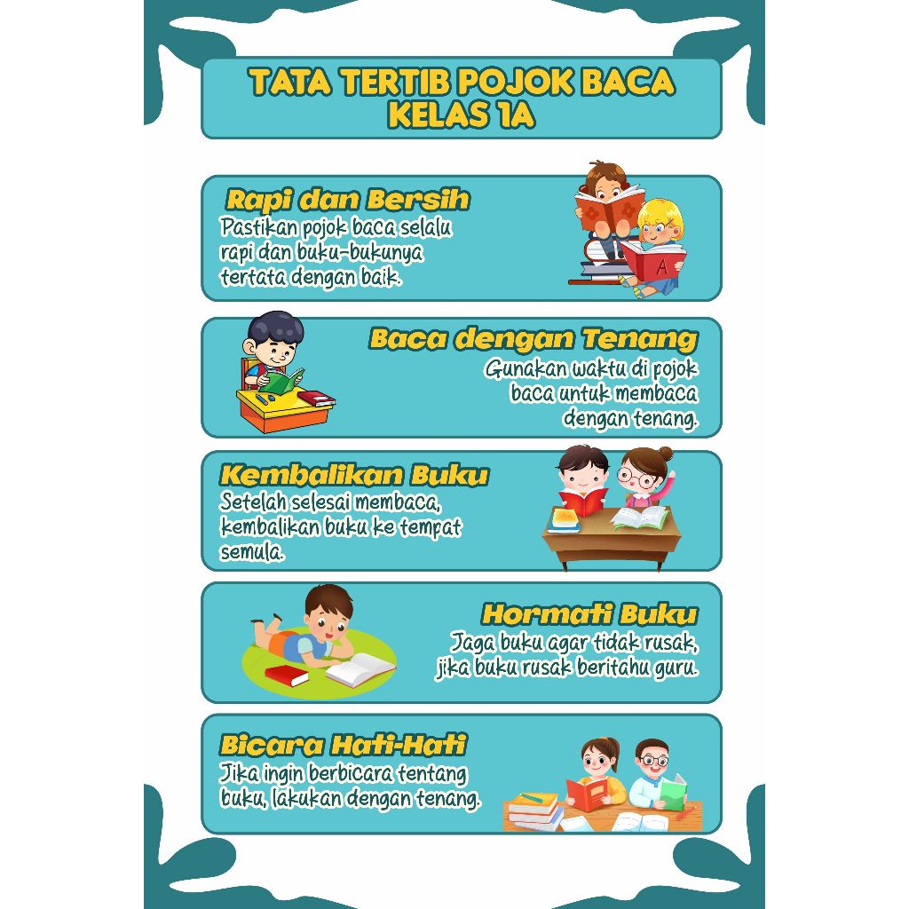 Jual Poster Tata Tertib Baca di Kelas Perpustakaan Sekolah Ukuran A3 ...