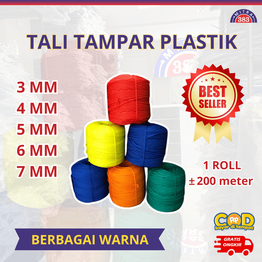 Jual Tali Tampar / Tambang Plastik Polyethylene (PE) Berbagai Macam Ukuran Per Roll 1MM 1,5MM ...