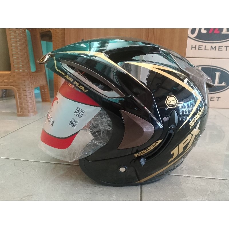 Jual Helm Jpx Supreme Black Glossy Double Visor | Shopee Indonesia