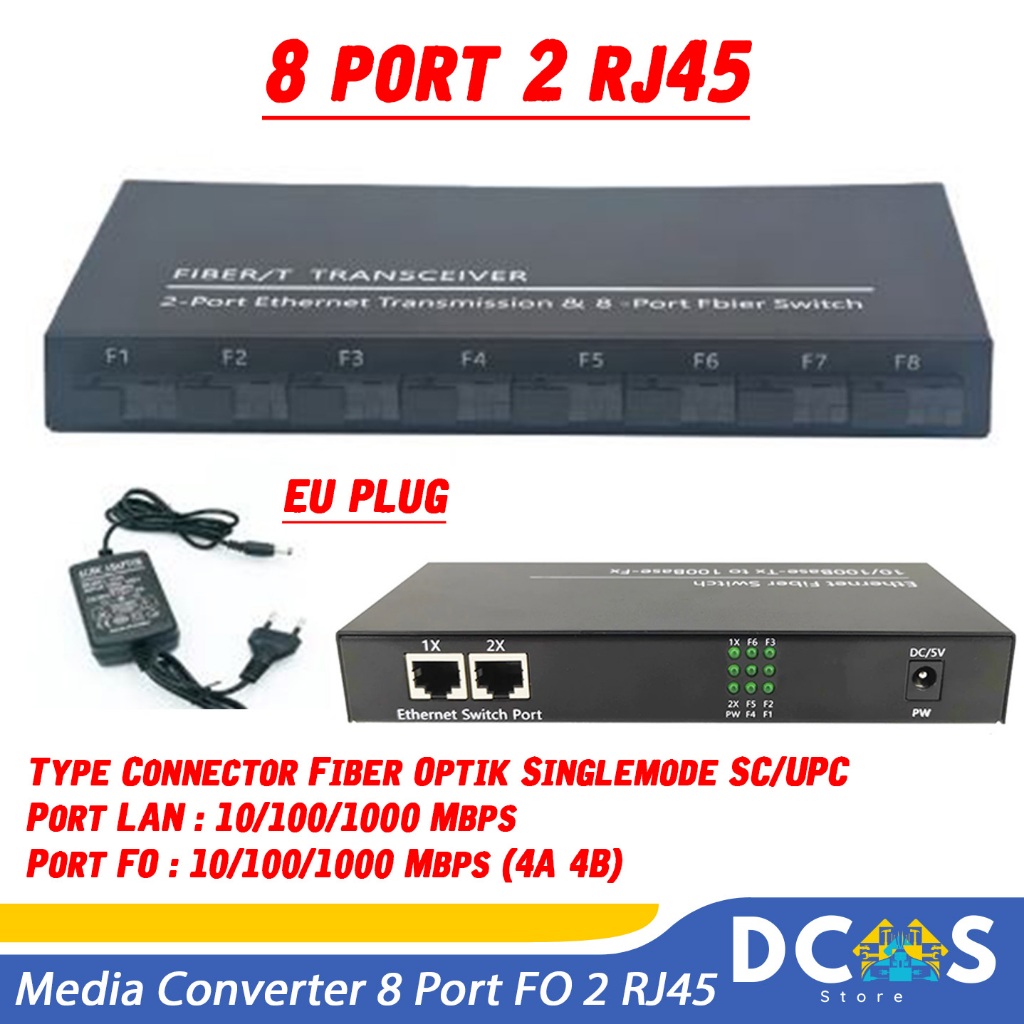 Jual Media Converter 8 Port FO 2 Port LAN Switch Fiber Optic 8 FO SC 2 RJ45 | Shopee Indonesia