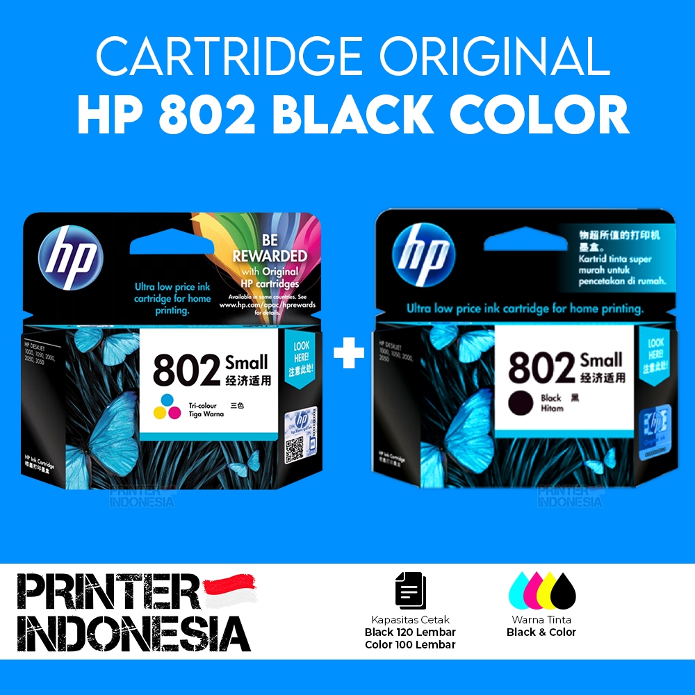 Jual Bundling Tinta Printer HP Original Cartridge 802 Black (CH563ZZ ...
