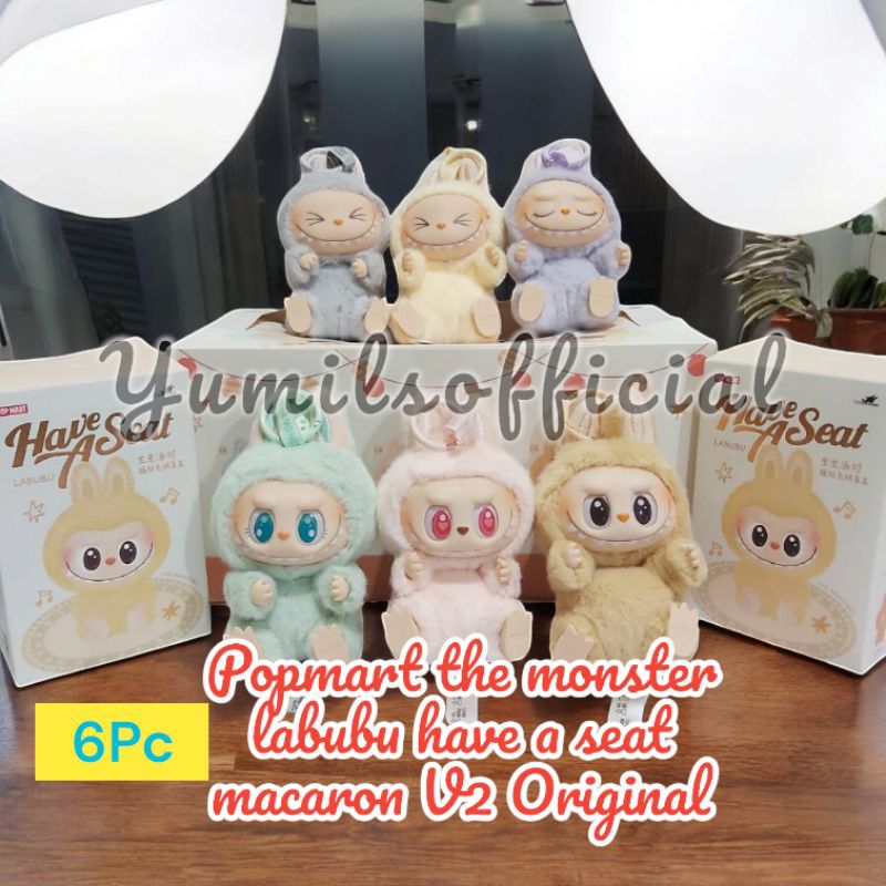 Jual POP MART The Monster labubu Have a Seat Macaron V2 original 100% 1 ...