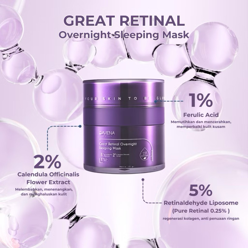 Jual Great Retinal Overnight Sleeping Mask 15gr Daviena Skincare ...