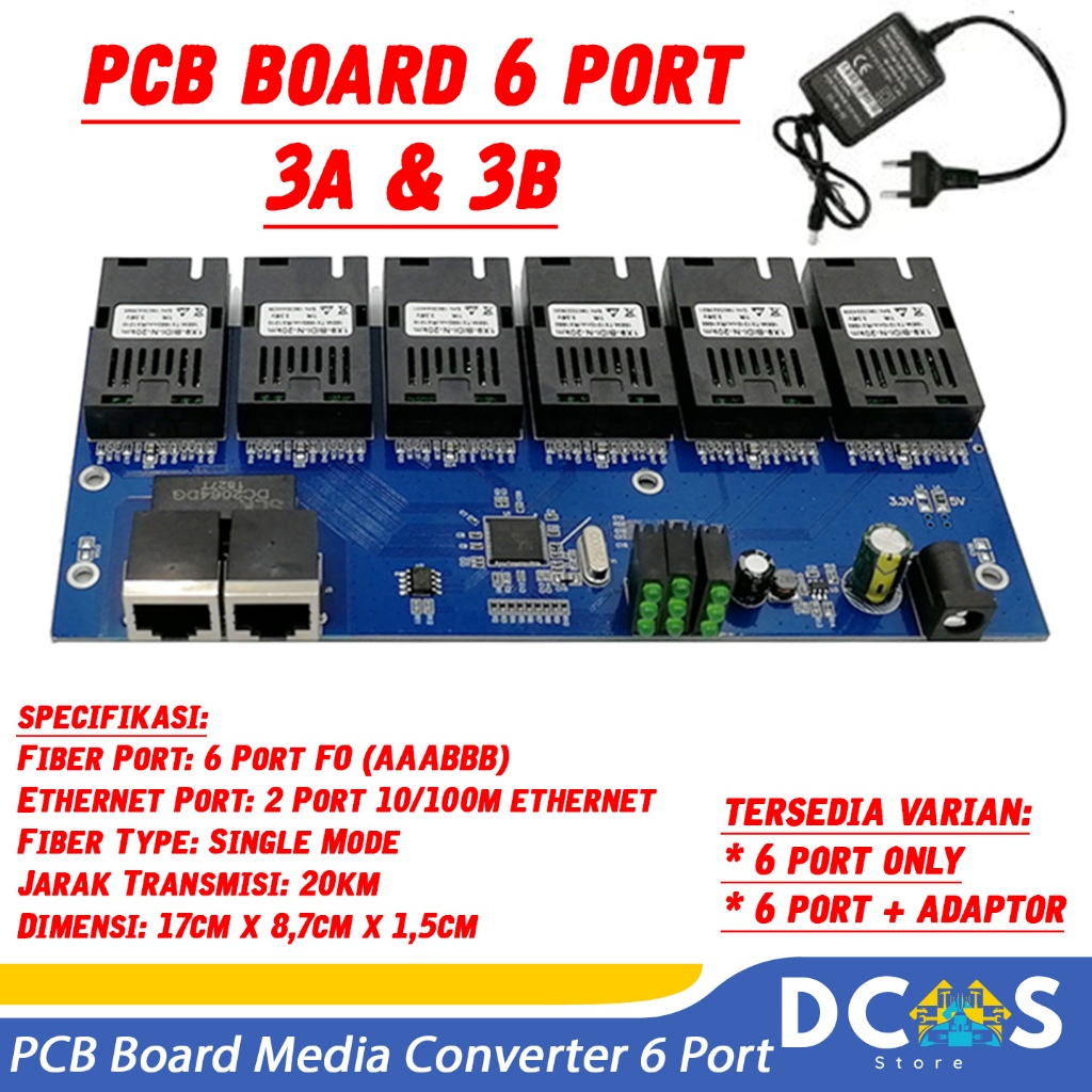 Jual PCB Board Media Converter Fiber Switch 6 Port FO SC AAABBB 2 Port ...