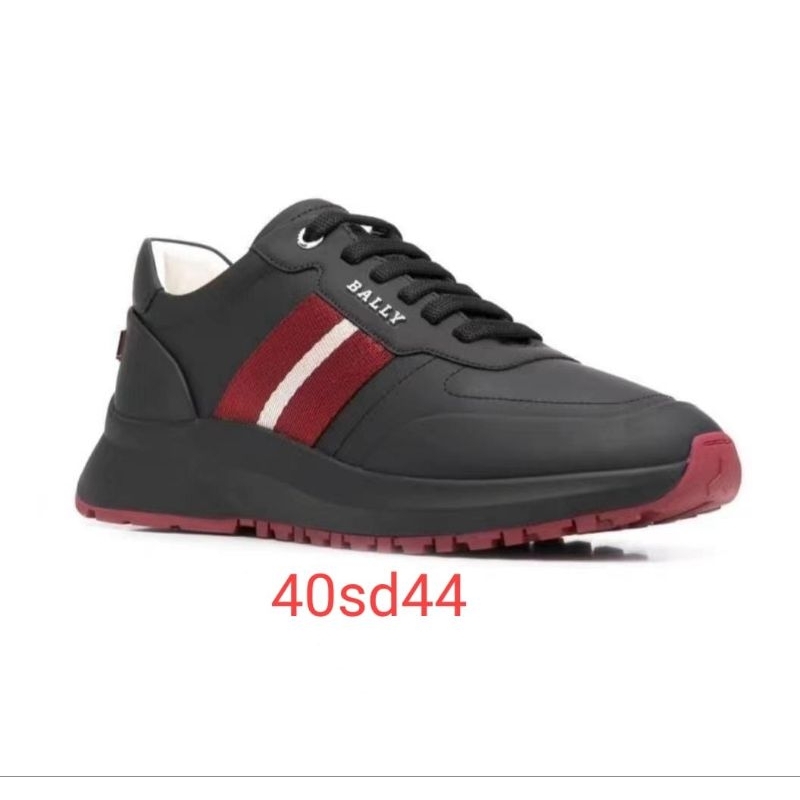 Jual sepatu Bally sneakers black logo merah putih sepatu sneaker kulit ...