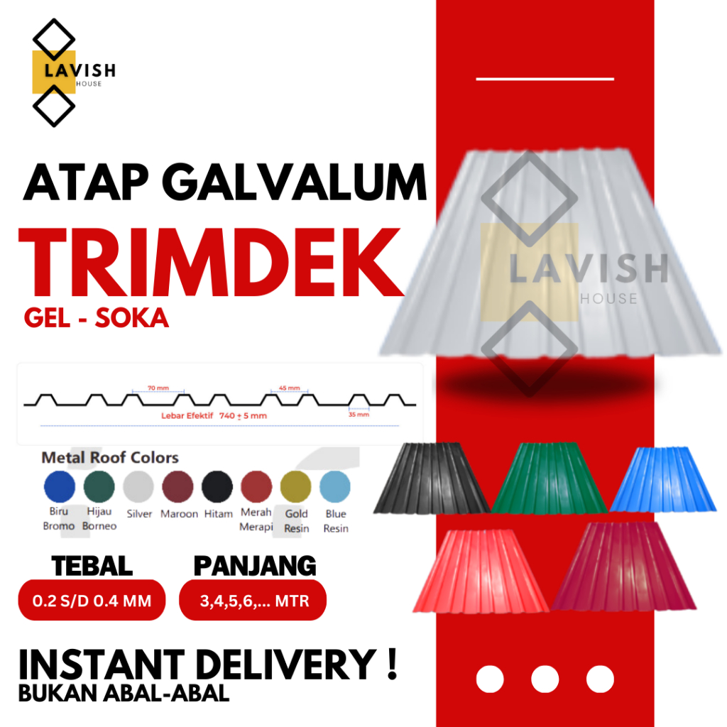 Jual ATAP SPANDEK GELOMBANG SOKA ATAP GALVALUM ATAP TRIMDEK GELOMBANG ...