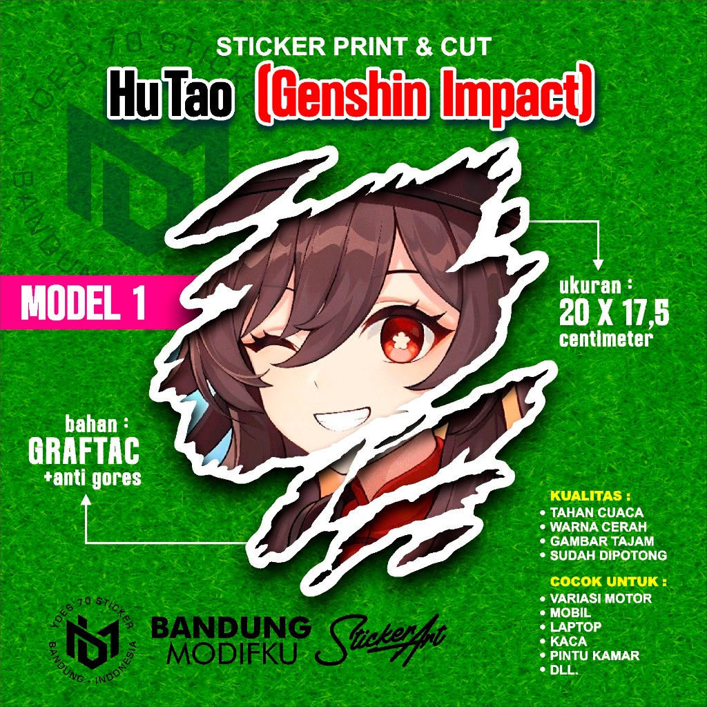 Jual Stiker Tokoh Anime Viral / HUTAO Model 1 / Stiker Manga / Sticker ...