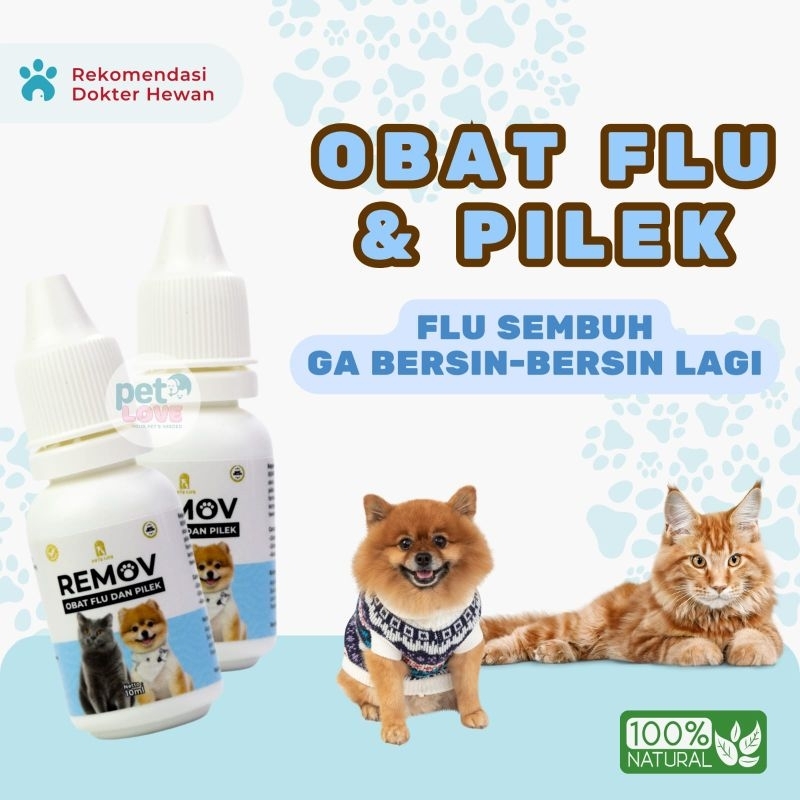 Jual REMOV Obat Flu Dan Pilek Kucing Dan Anjing 10ml Untuk Demam Menambah Nafsu Makan Hewan ...