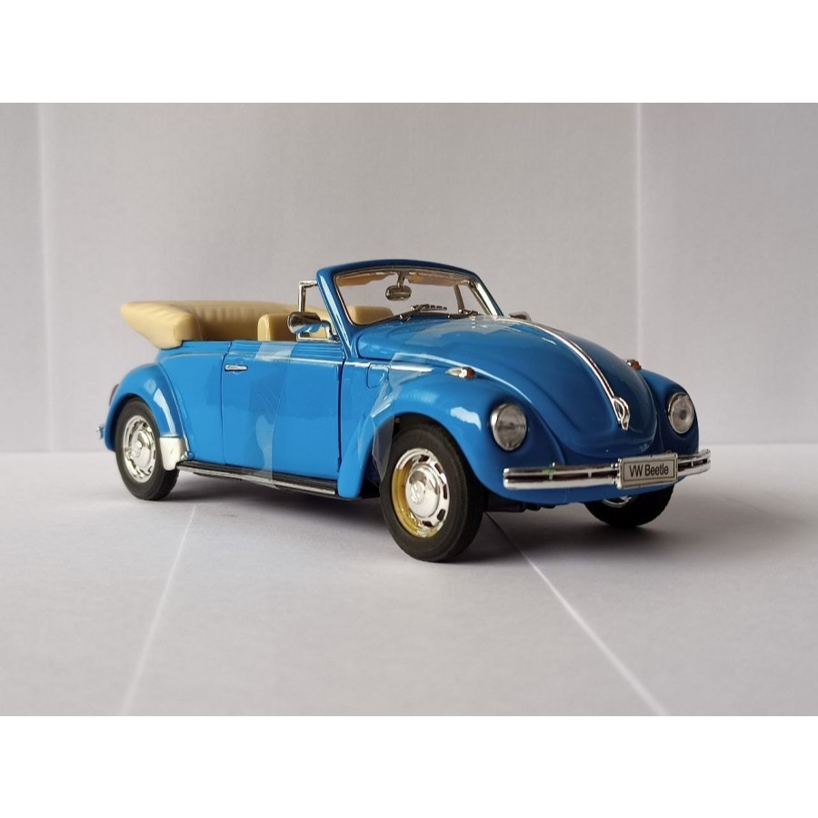 Jual Diecast Mobil VW Beetle convertible biru Welly 1:24 miniatur mobil ...