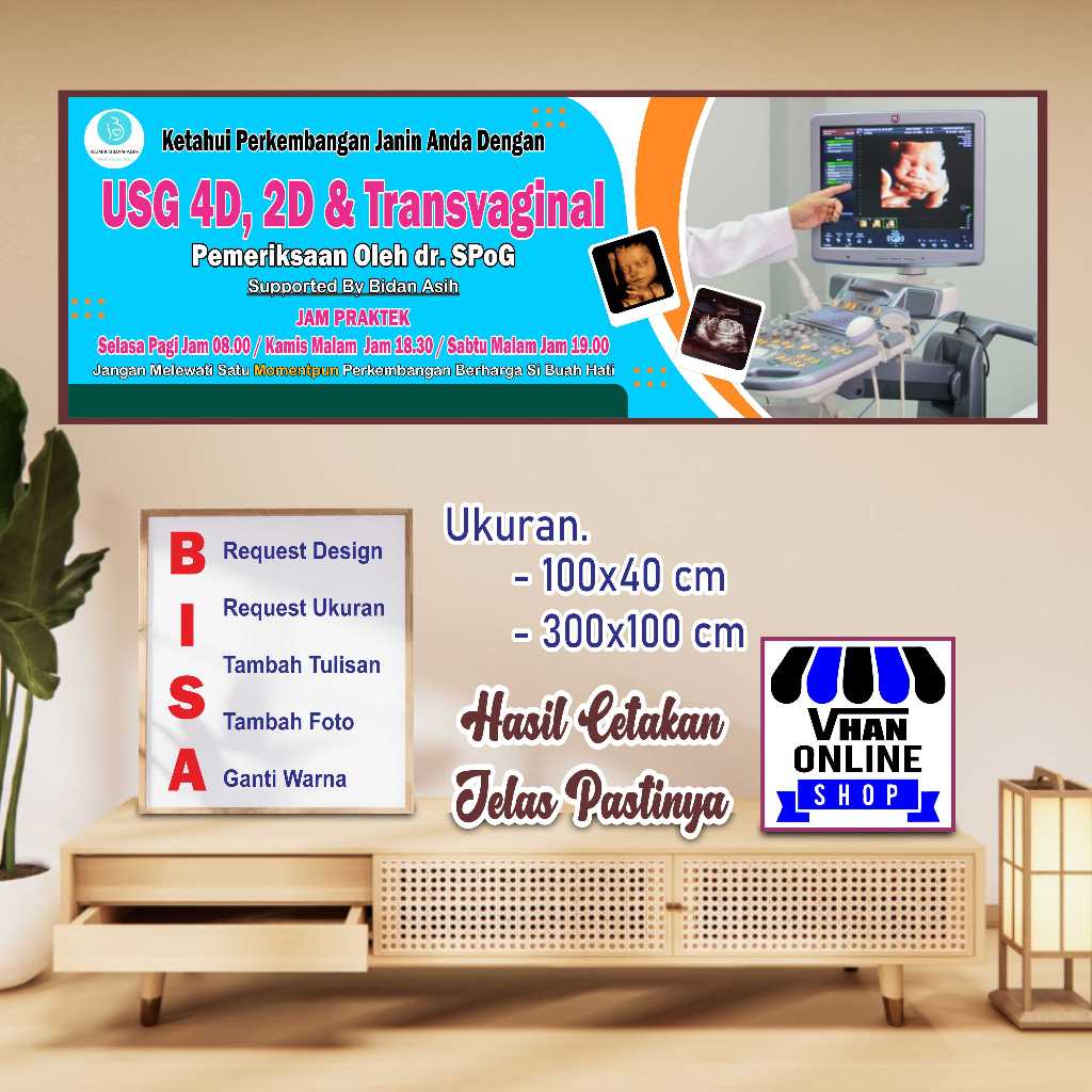 Jual Cetak Banner Spanduk Pemeriksaan USG dan Praktek Mandiri Bidan ...
