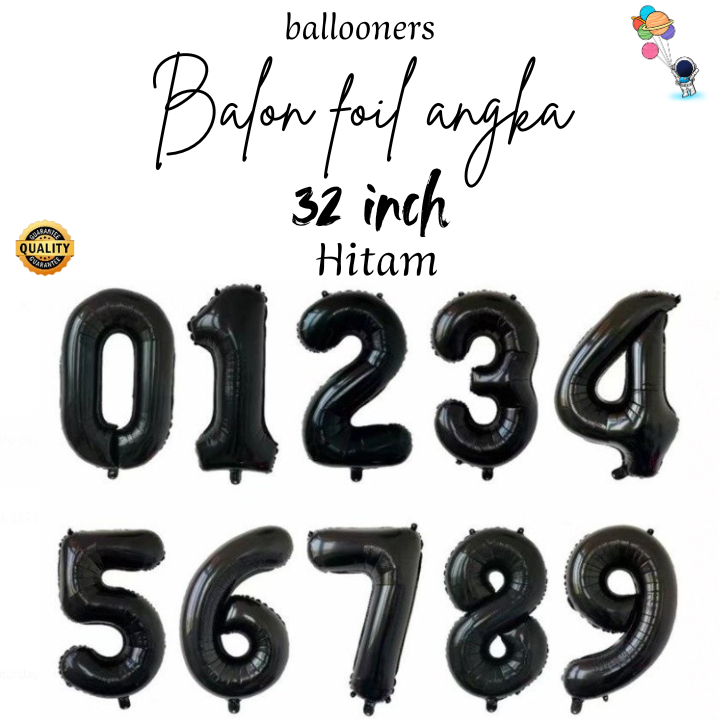 Jual Balon Foil Angka Ukuran Besar 80 cm Warna Hitam Balon Angka Jumbo ...