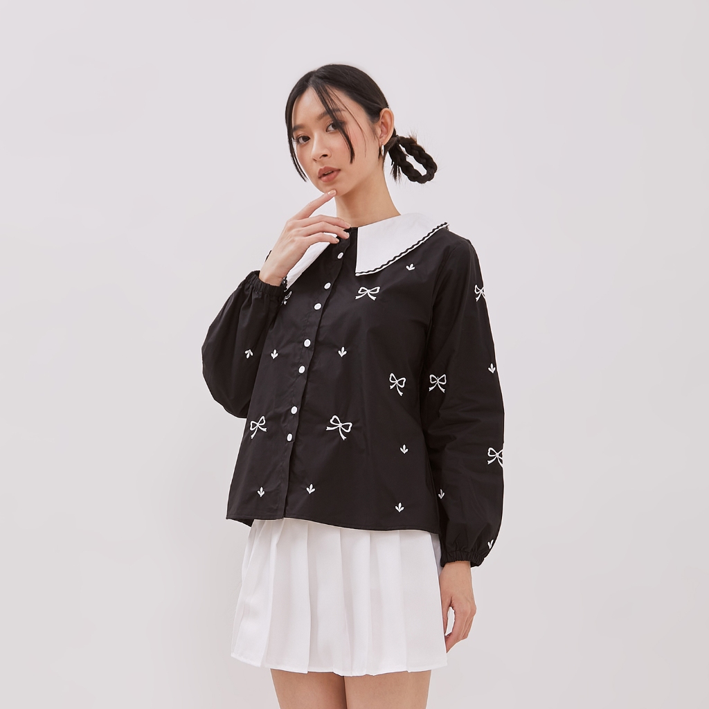 Jual Annelise Ribbon Blouse 018 | Wilexa Official | Kemeja Wanita ...