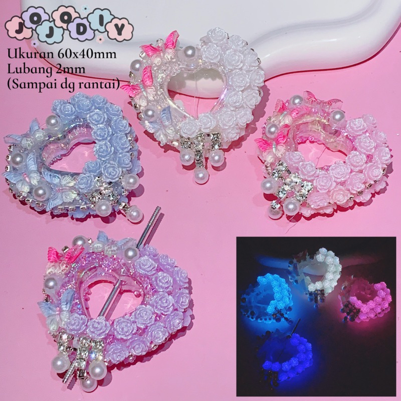 Jual (1Pcs) F23 Mote Fancy Manik Love Full Rose GID | Shopee Indonesia