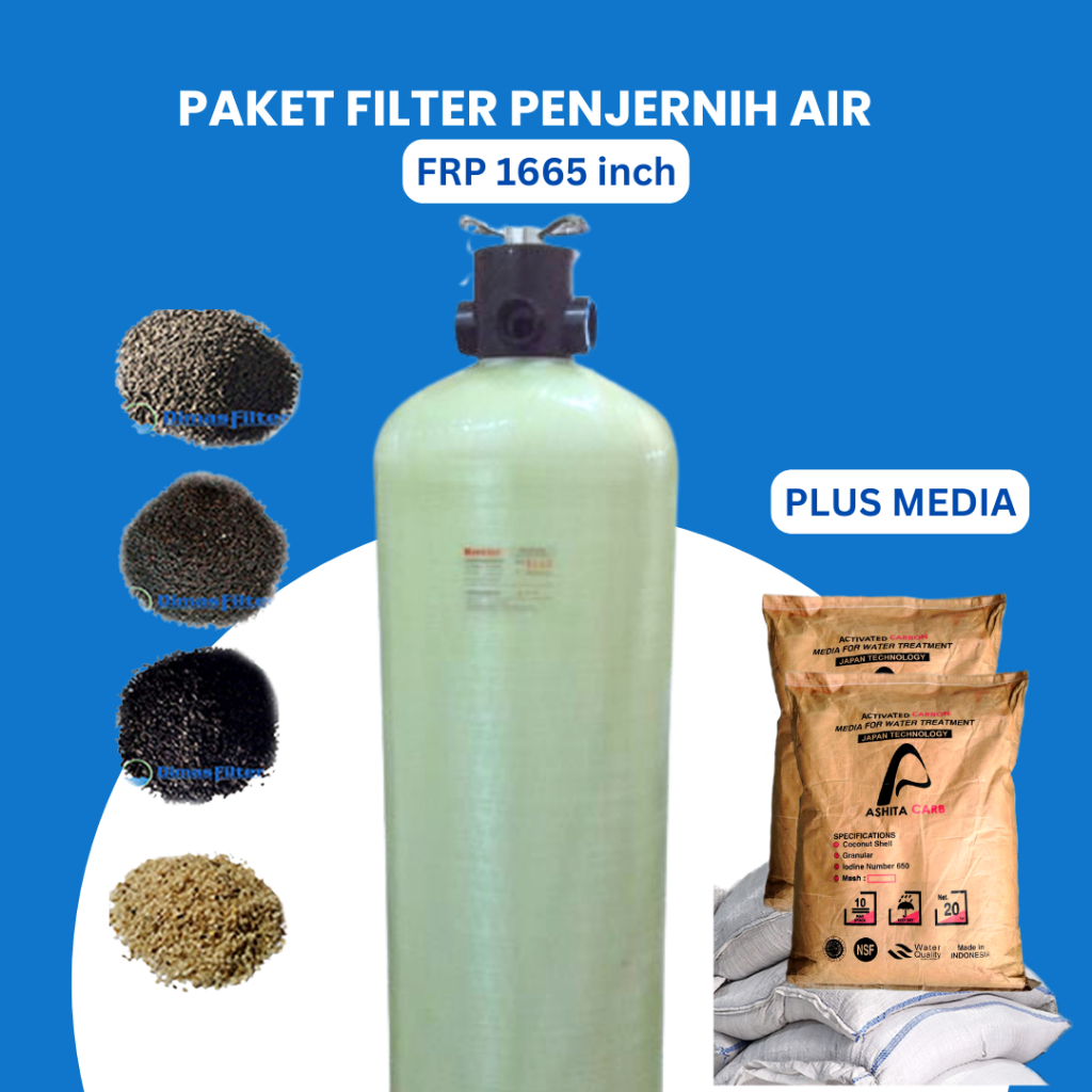 Jual Paket Tabung Filter Air FRP 1665 inch Plus Isi Media Penjernih Air ...