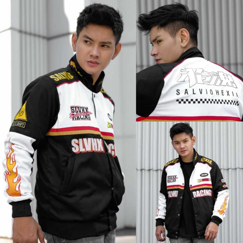 Jual Nascar Jacket Racing Speed Rider Black White Jaket Varsity Pria Wanita Jaket Motor Sunmory ...