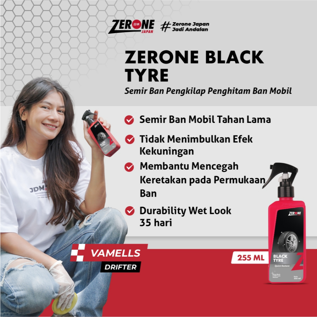 Jual Zerone Japan Black Tyre Semir Kit Ban Motor Mobil Tahan Lama ...