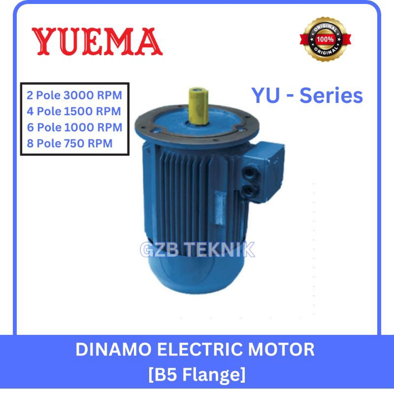 Jual Dinamo Electric Motor 1.5KW 2HP 3Phase 220V/380V 50HZ B5 Flange YUEMA YU SERIES | Shopee ...