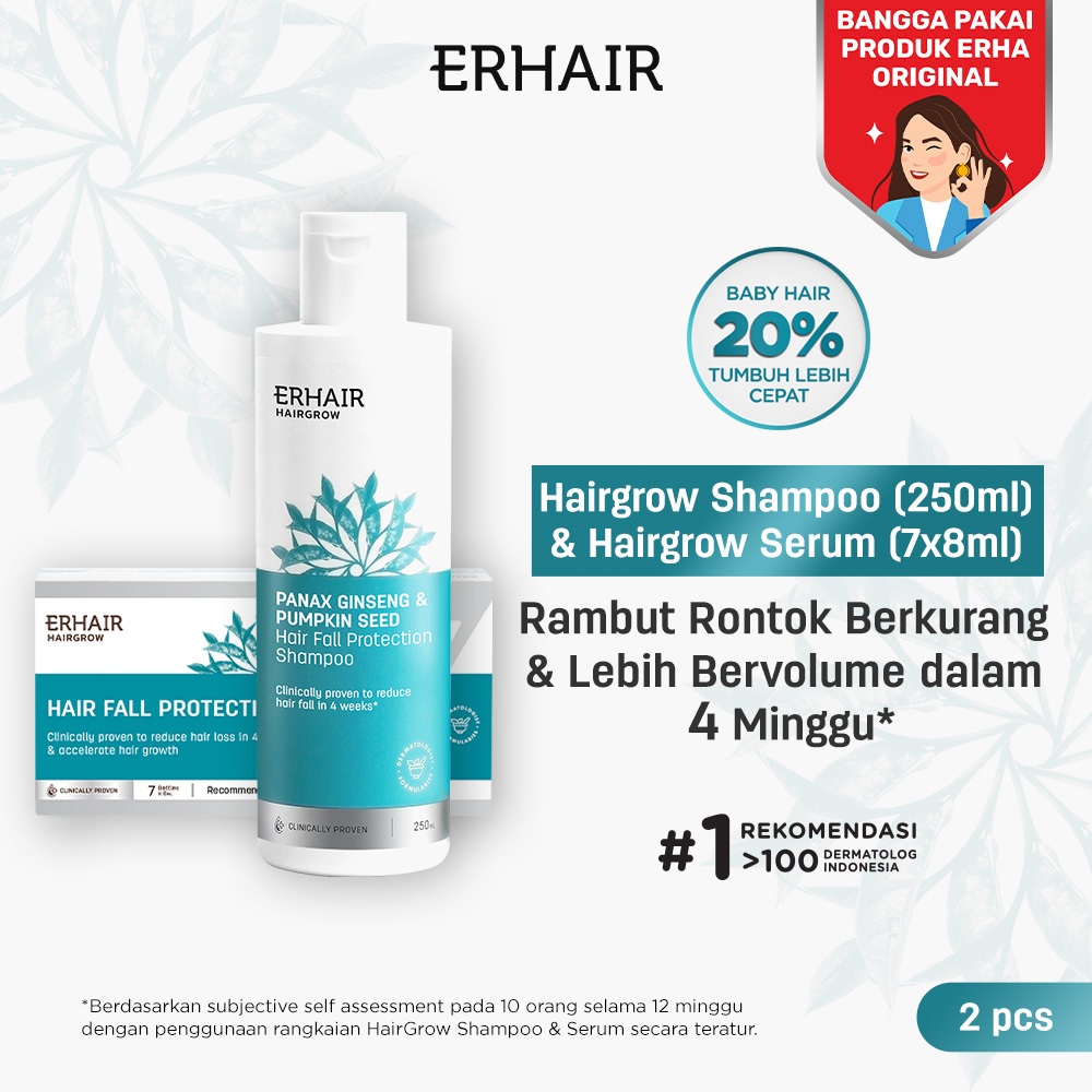 Jual ERHAIR Bundle HairGrow Shampoo 250ml & Serum (7x8ml) - Perawatan ...
