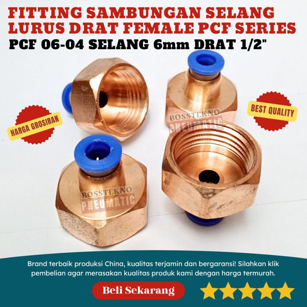 Jual FITTING PCF 0603 SAMBUNGAN SELANG PU TUBE UKURAN 6mm DRAT 3/8 in DRAT FEMALE | Shopee Indonesia