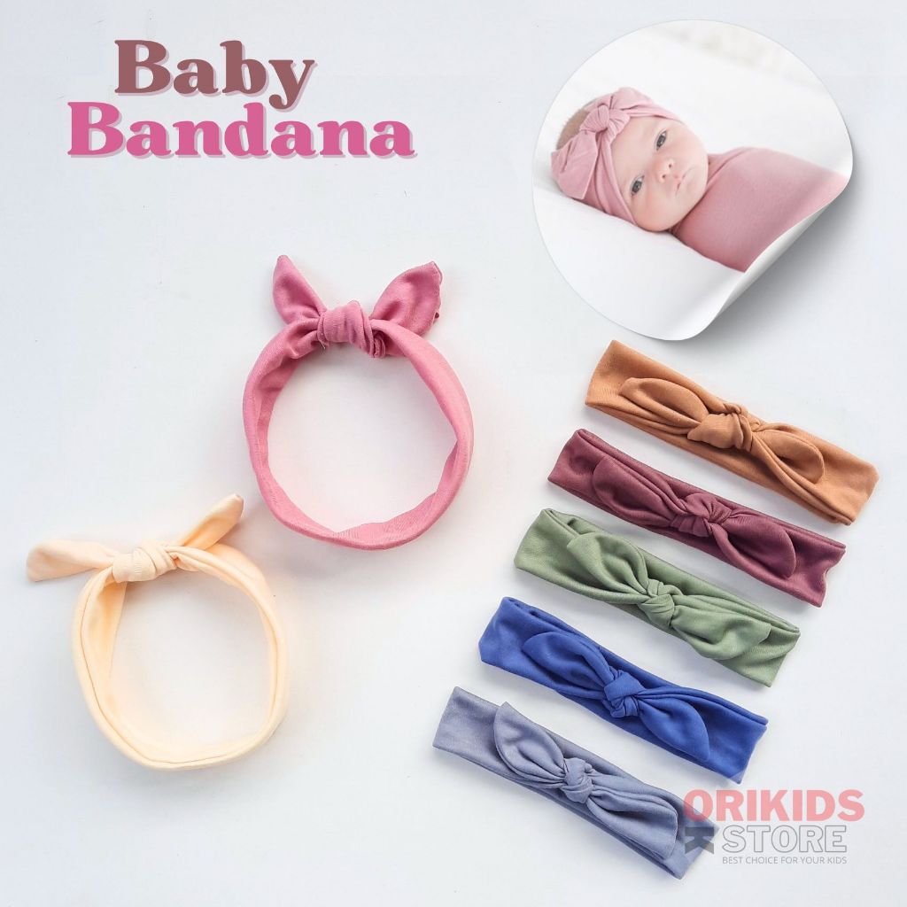 Jual Bandana Pita/Bando Knot Handband Bayi Perempuan Polos Newborn ...