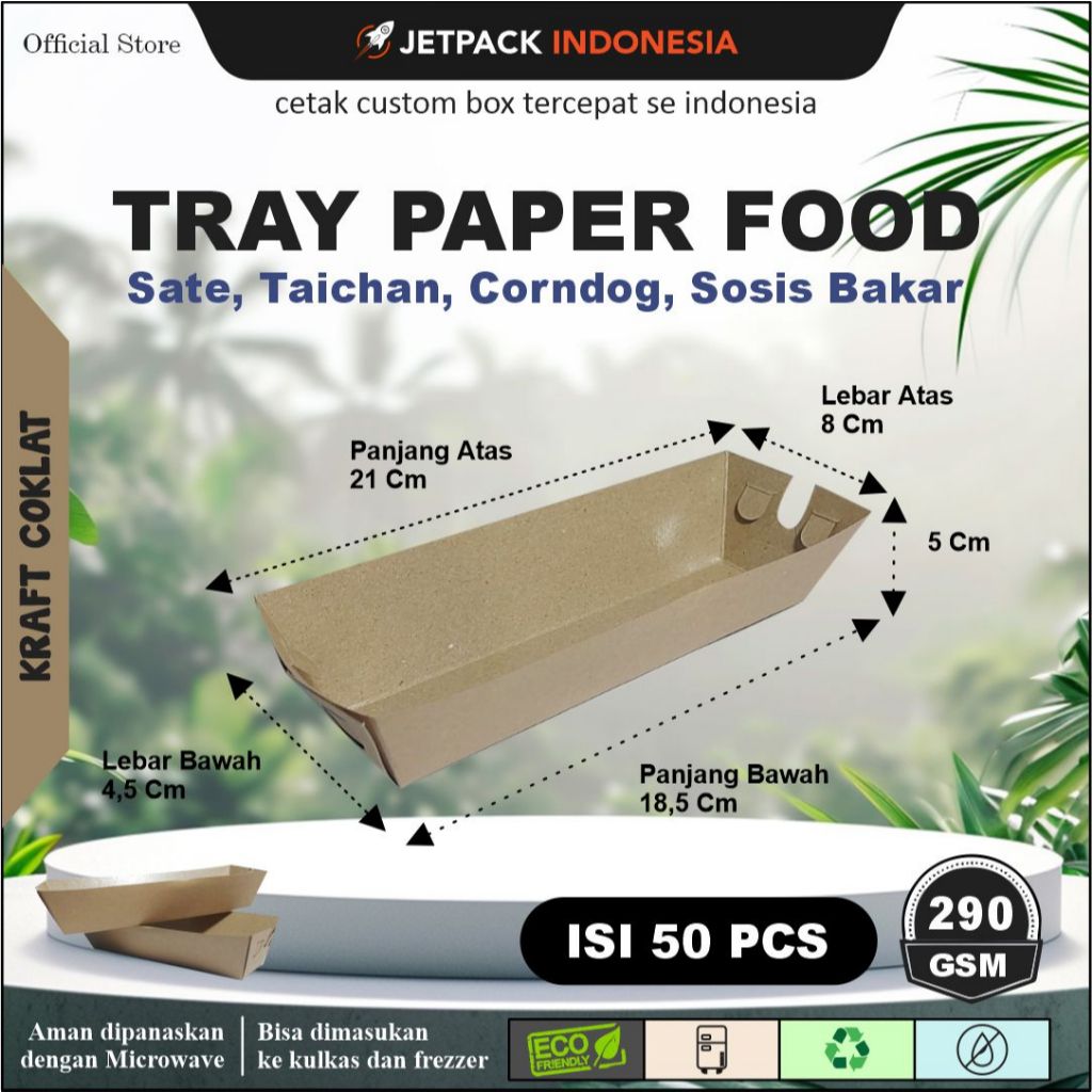 Jual ( ISI 50 Pcs ) Tray Paperbox / Corndog / Box Sate Taichan / Paper ...