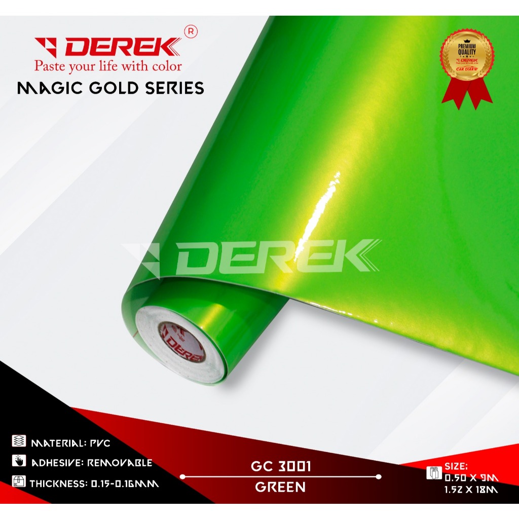 Jual STIKER DEREK MAGIC GOLD GREEN ( GC 3001 ) / STIKER MURAH / STICKER KUALITAS TERBAIK ...