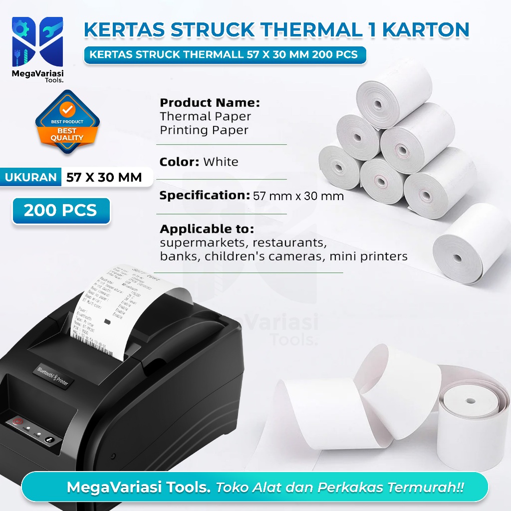 Jual Kertas Sticker Thermal 57x30mm Kertas Kasir Struk Kertas Thermal 1 ...
