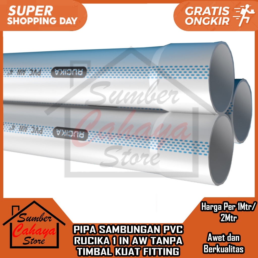 Jual Pipa Peralon Rucika Putih 1" Aw Pvc Paralon Pralon Ledeng Pipe ...