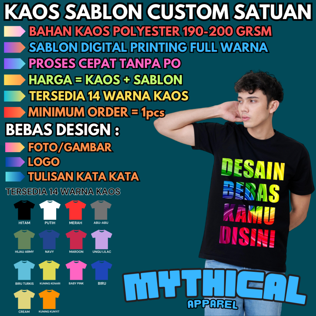 Jual [KAOS CUSTOM] KAOS SABLON BEBAS CUSTOM SATUAN FOTO/GAMBAR ATAU ...