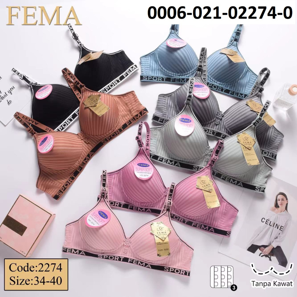 Jual BRA BH BUSA TANPA KAWAT FEMA 2274 GARIS HAK 3 | Shopee Indonesia