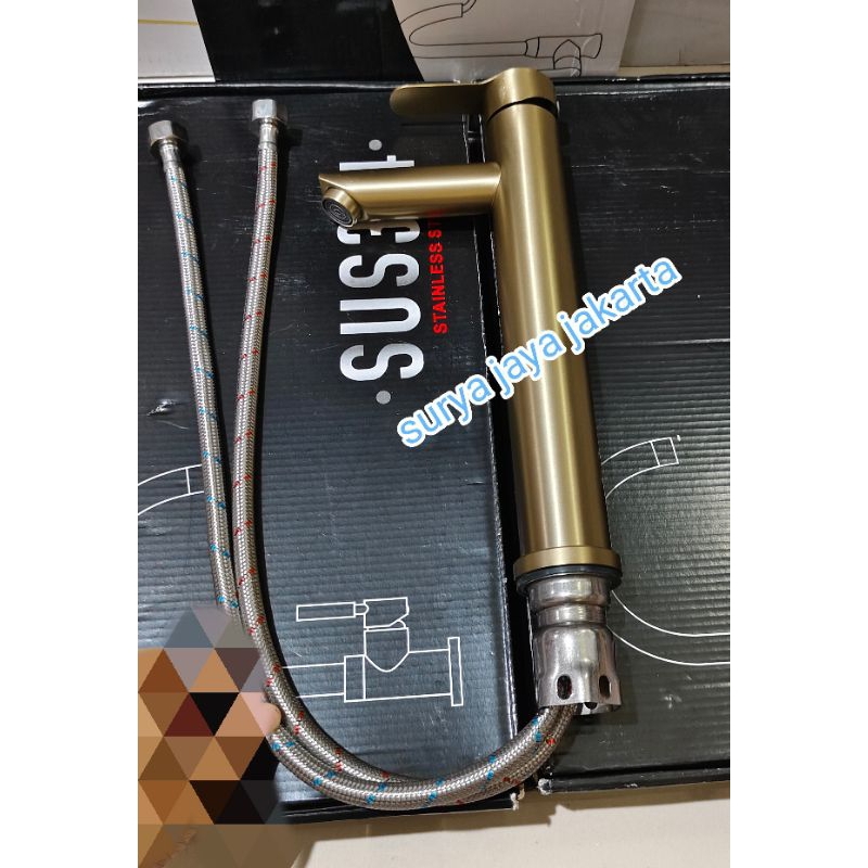 Jual kran wastafel Bambu Gold panas dingin / keran wastafel bulat 30 cm Gold | Shopee Indonesia