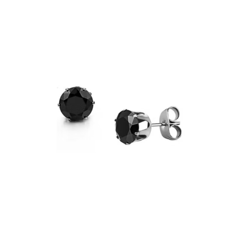 Jual anting tusuk titanium pria wanita model permata bulat gold/hitam ...