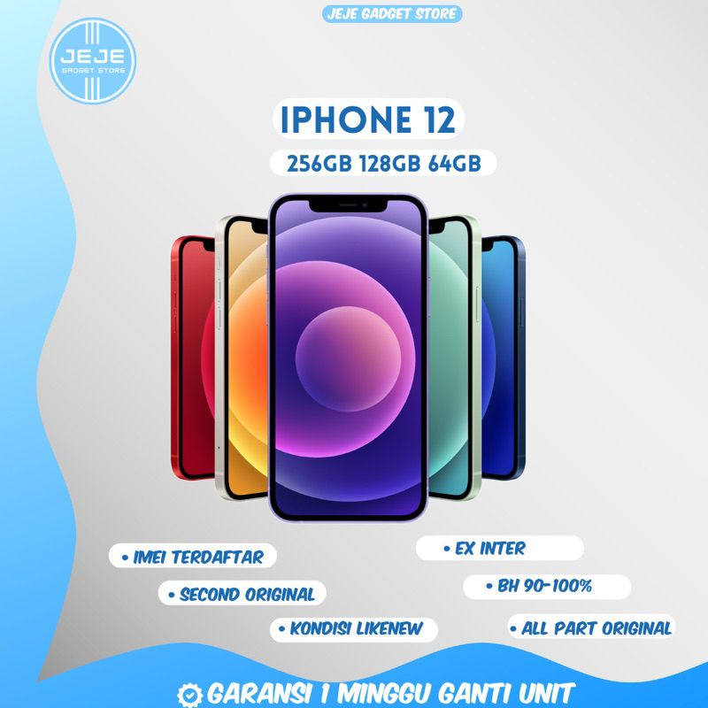 Jual IPHONE 12 imei terdaftar 256GB 128GB 64GB FULLSET SECOND MULUS ...