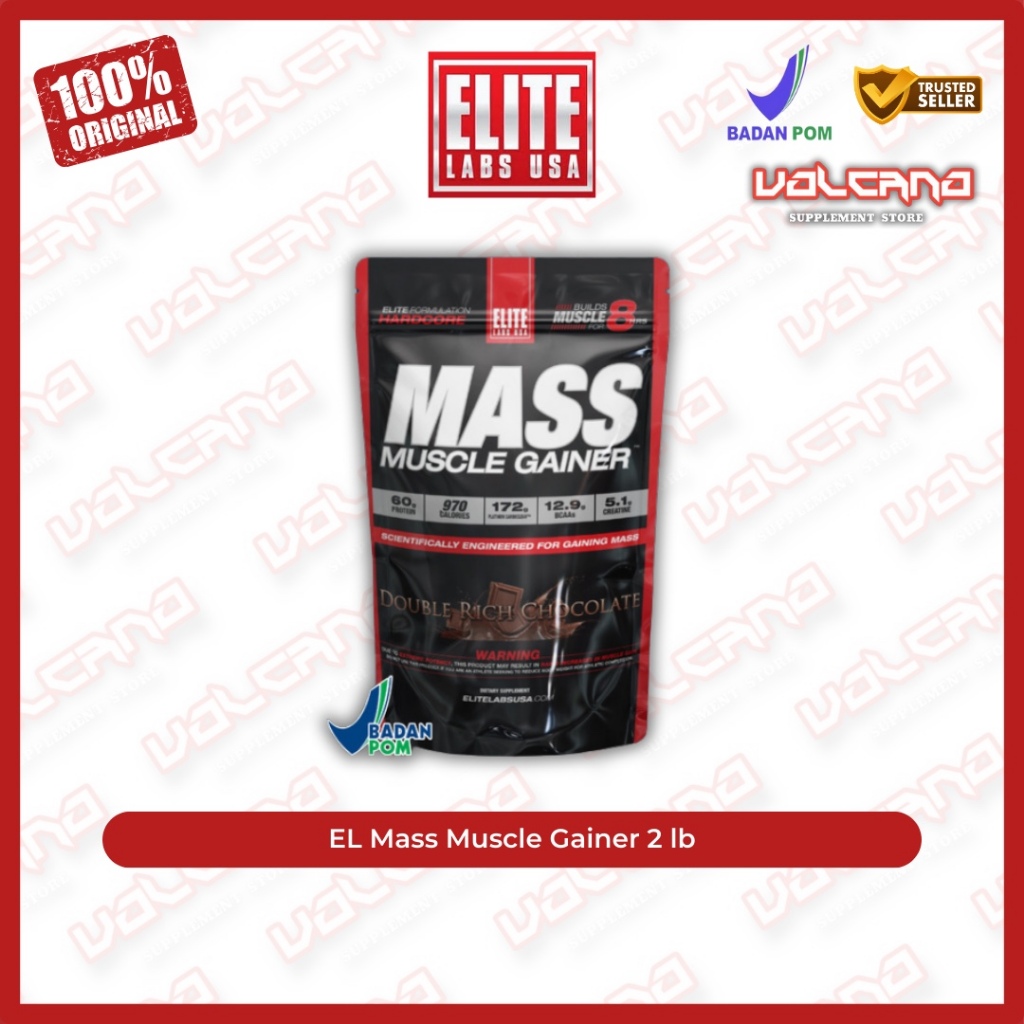 Jual EL Mass Muscle Gainer 2 lb lbs Elite Labs USA weight gain bulking ...