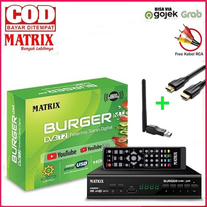 Jual Set Top Box STB TV Digital DVBT2 Matrix Apple Burger Hijau DVB-T2 | Shopee Indonesia