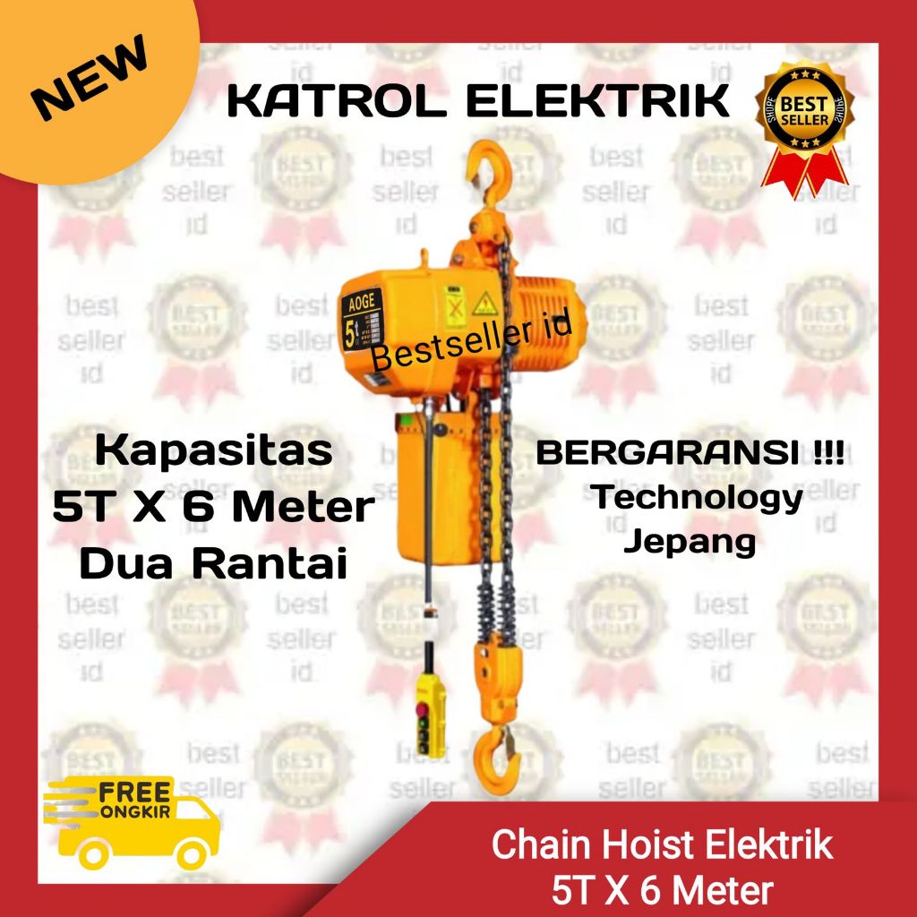 Jual Electric Chain Hoist 5 Ton x 6 Meter | Katrol Rantai Listrik 5T x ...