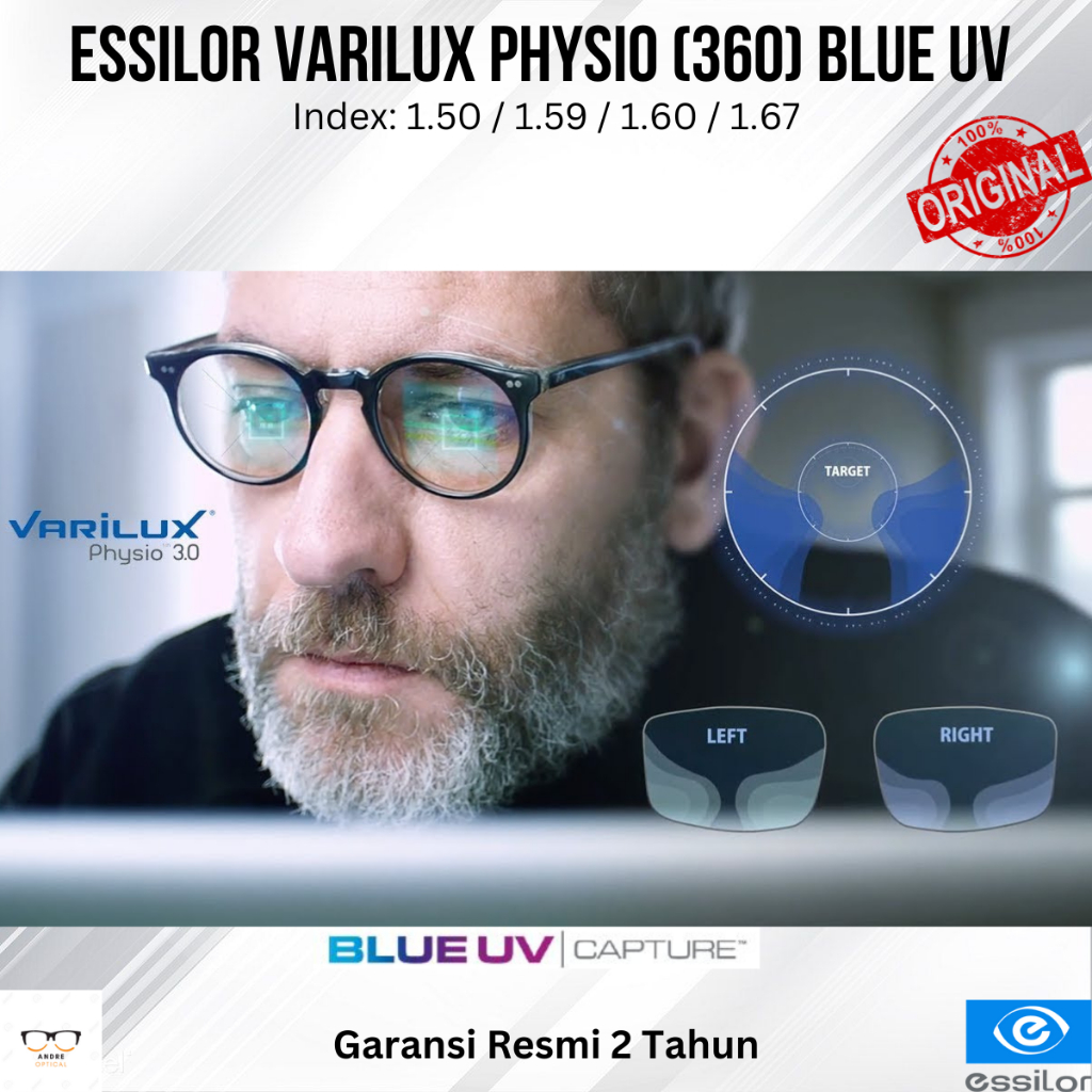 Jual Lensa Kacamata Essilor Progresif Varilux Physio 3.0 (360) Blue UV ...