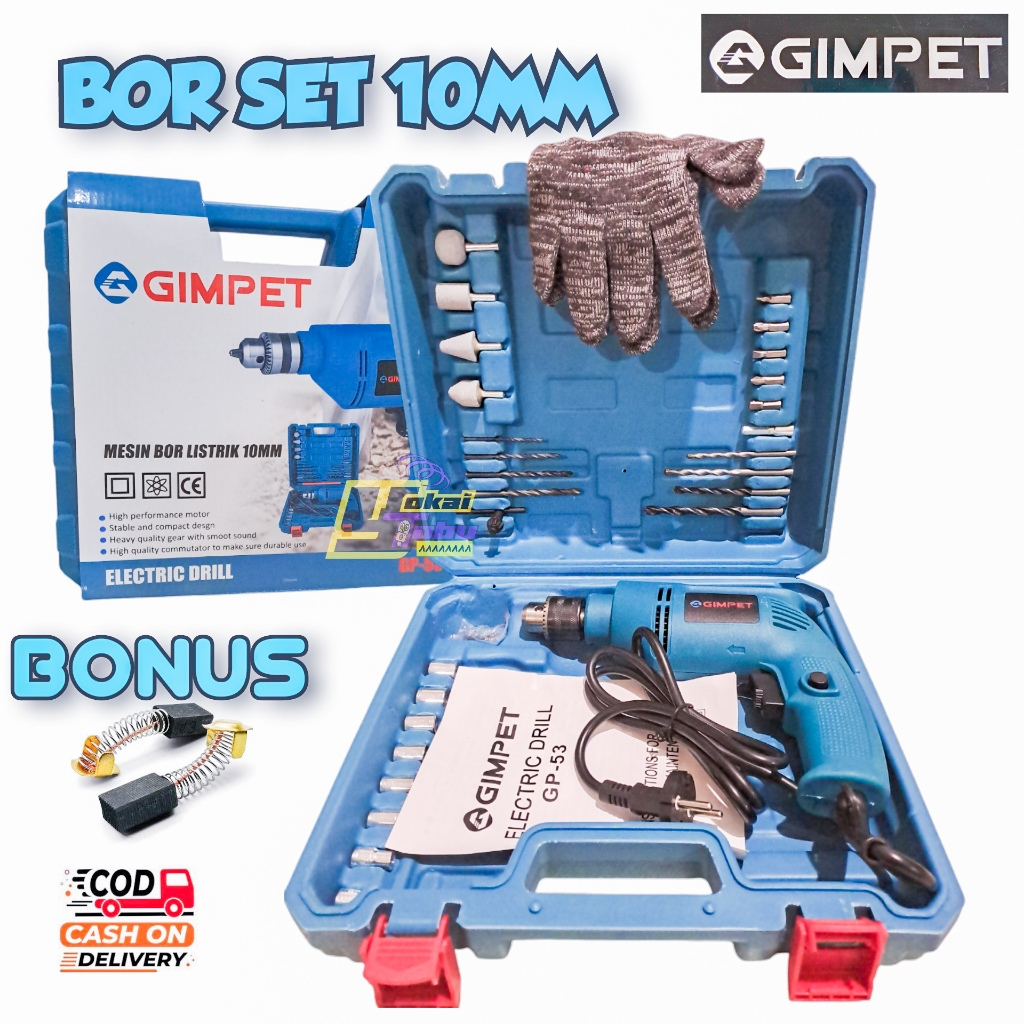 Jual Mesin Bor Listrik 10mm Set Koper GIMPET Dengan Desain MODERN full ...