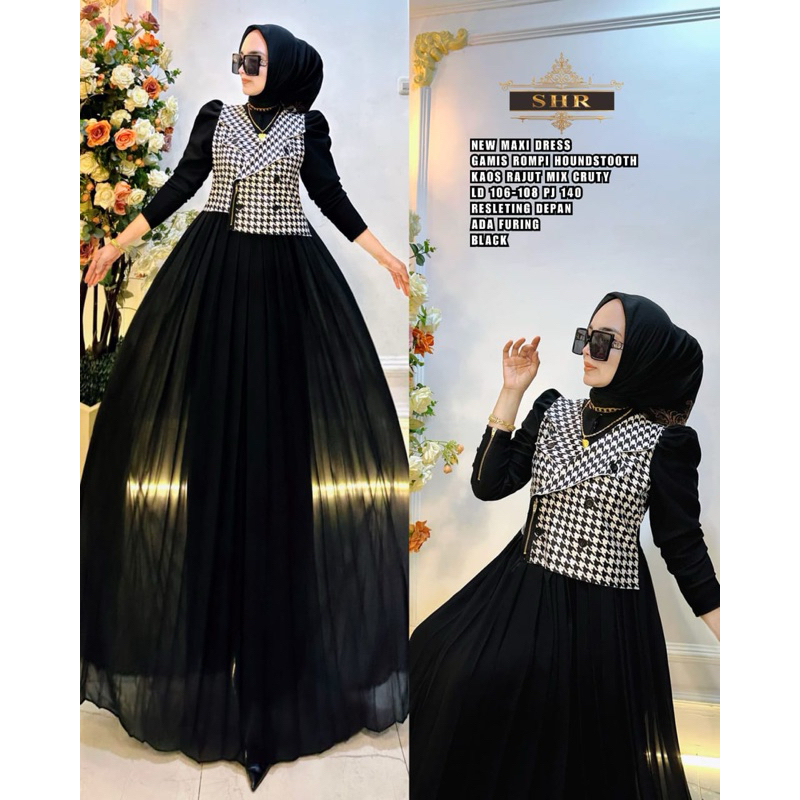 Jual GAMIS KNIT HOUNDSTOOTH SHR - Dress Muslim Kondangan Lebaran Wanita ...