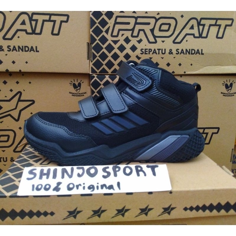 Jual GLT SEPATU SEKOLAH ANAK SD LAKI PRO ATT ORIGINAL VELKRO PEREKAT TINGGI SMP HITAM BLACK ...