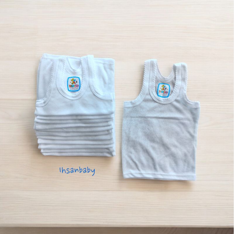 Jual singlet bayi/anak PUTIH polos isi 12 pcs dan 6 pcs ukuran S M L XL ...