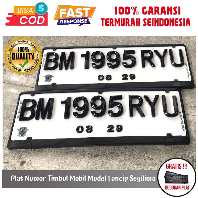 Jual Plat Nomor Mobil Timbul Model Lancip SegiLima Mewah | Gratis Dudukan Plat | Shopee Indonesia