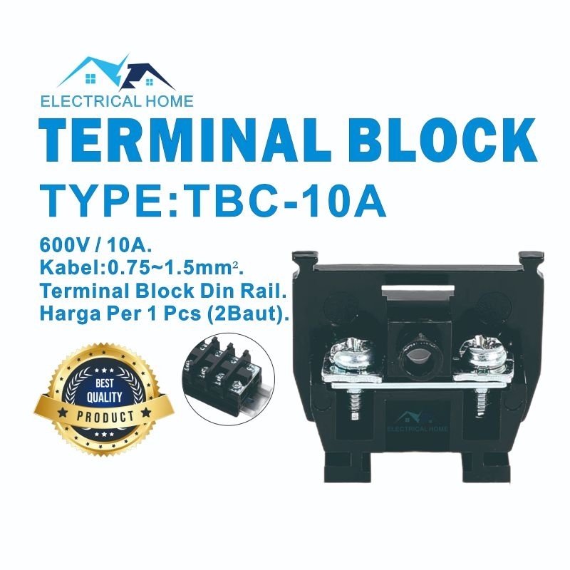 Jual TERMINAL BLOCK TBC 10A DIN RAIL. | Shopee Indonesia