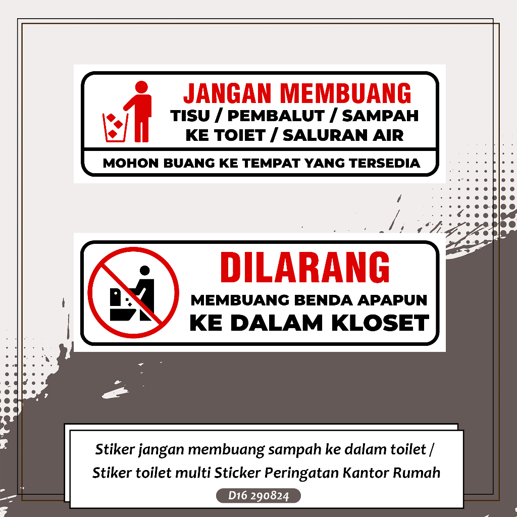 Jual Stiker jangan membuang sampah ke dalam toilet / Stiker toilet ...