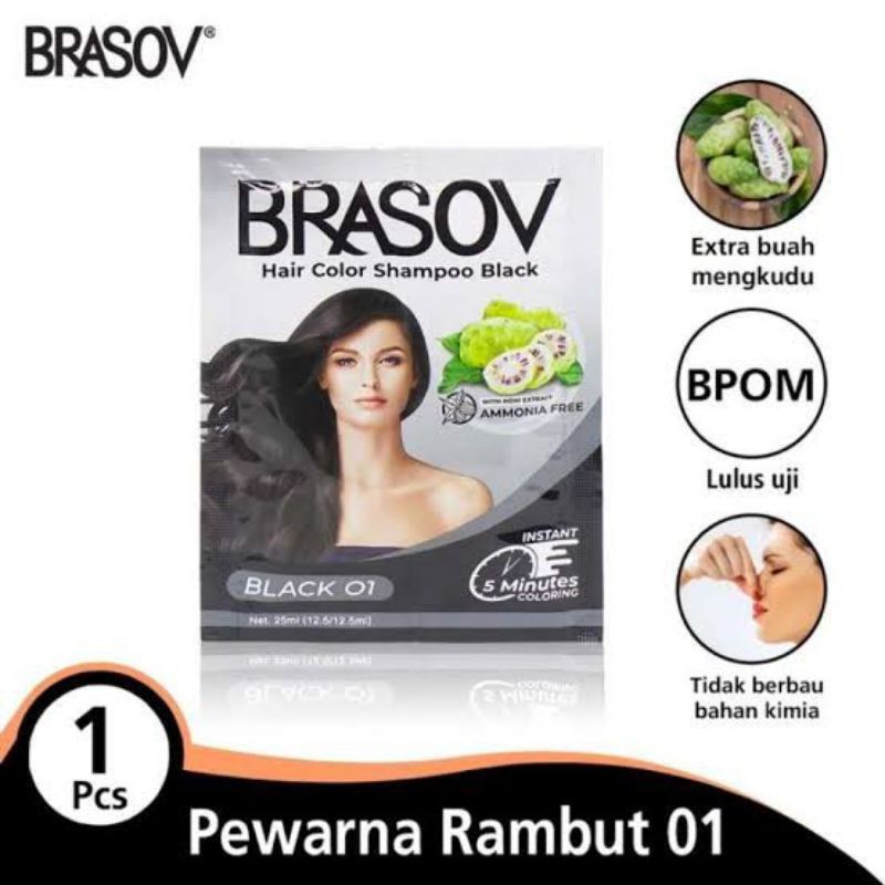 Jual BRASOV hair color shampoo Black - shampho pewarna rambut HITAM ...