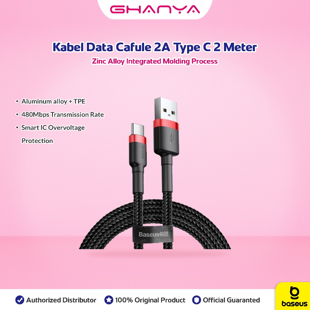 Jual Baseus Original Kabel Data Cafule USB to Type C 2A 2M 2 Meter Tipe ...