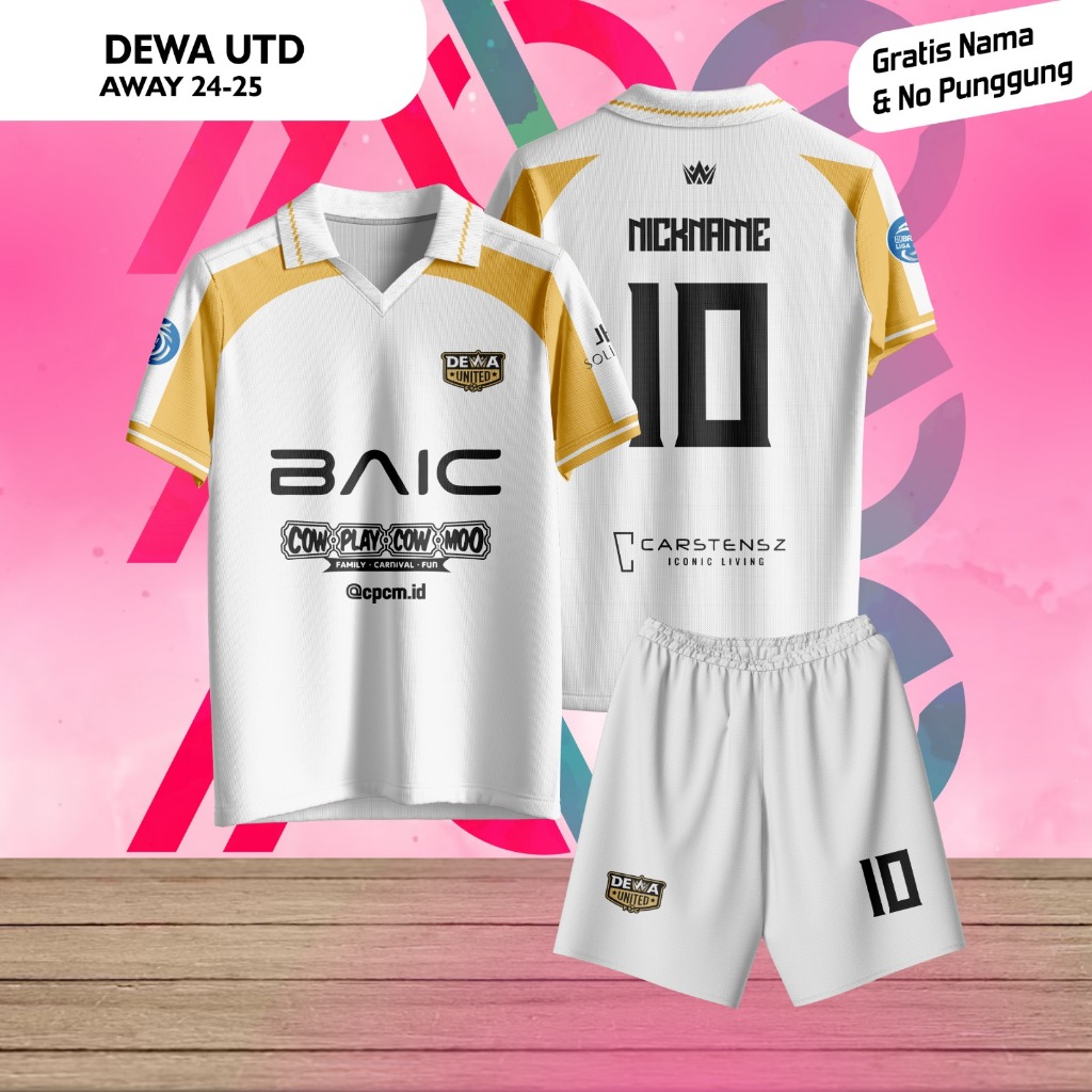 Jual Baju Jersey Football Dewa United Away Putih LIGA 2024 Terbaru ...